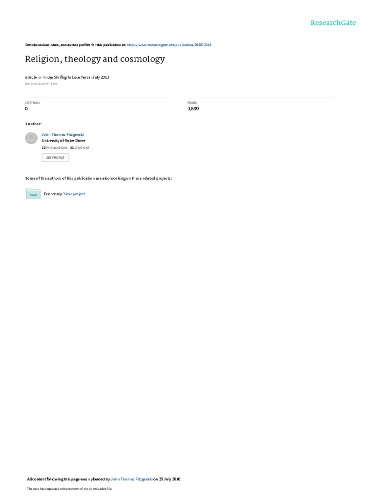 Religion Theologyand Cosmology | PDF | Big Bang | Cosmology