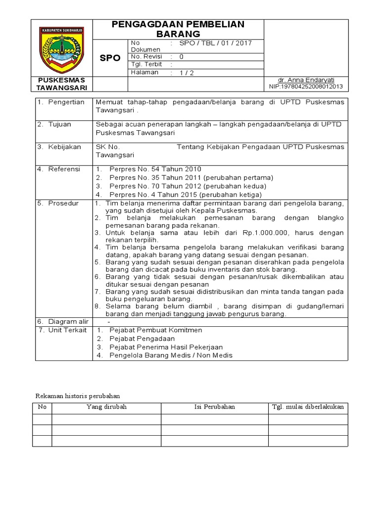 SOP Pengadaan Pembelian Barang | PDF
