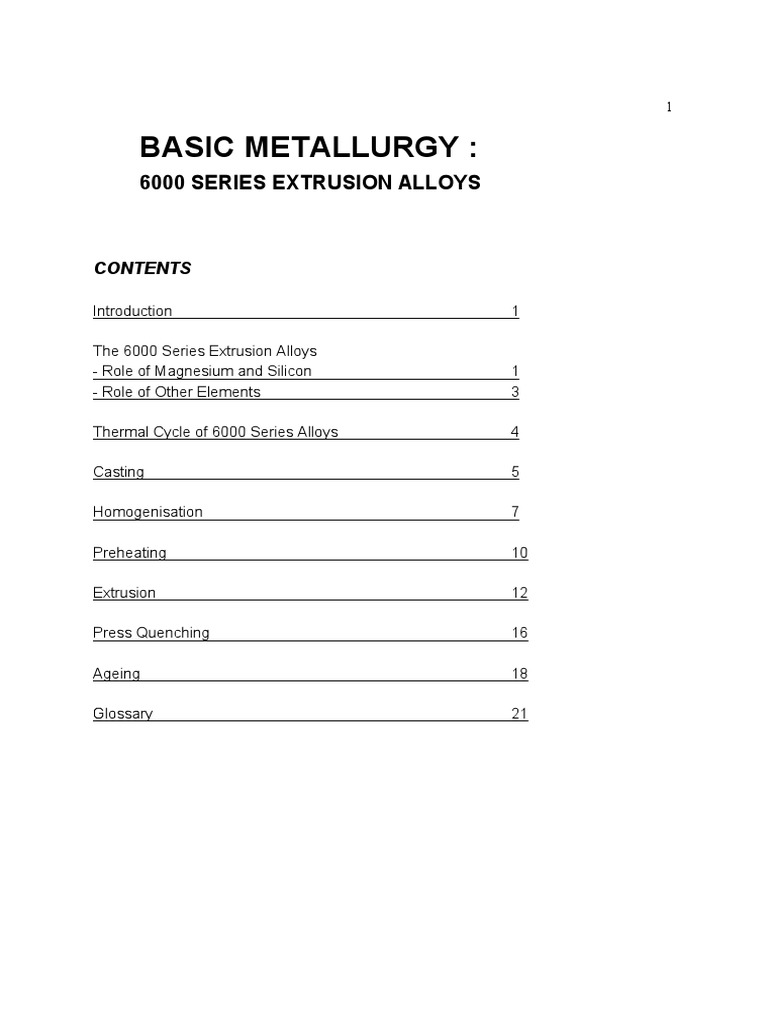 Extrusion Basic Metallurgy | PDF | Extrusion | Alloy