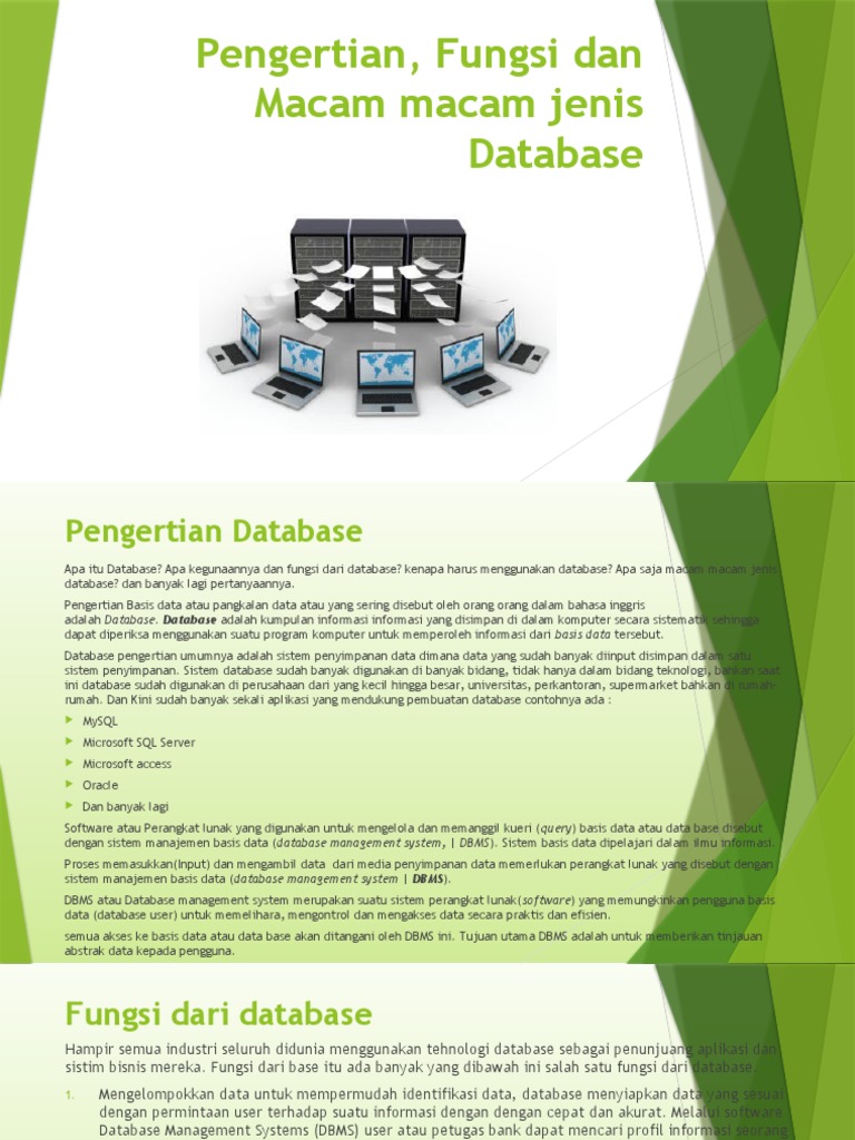 Pengertian, Fungsi Dan Macam Macam Jenis Database | PDF
