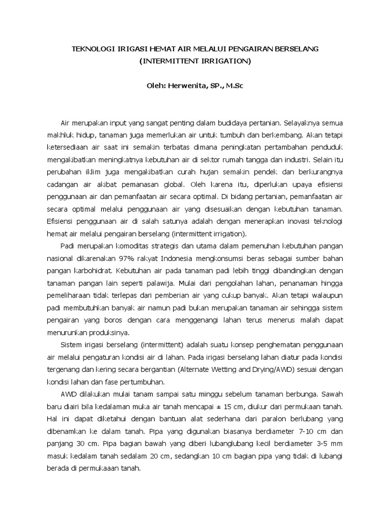 Intermittent Irrigation | PDF