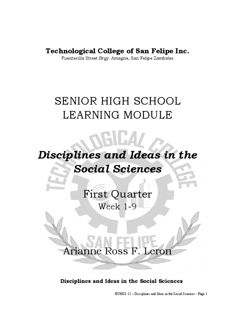 Social Sciences Learning Module for HUMSS 11 | PDF | Id | Social Sciences