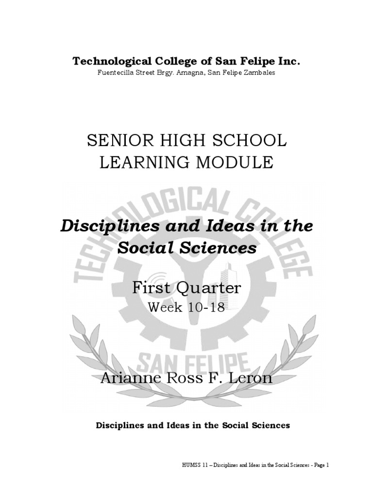 Disciplines and Ideas in The Social Science Week 10 18 | PDF | Gender | Gender Studies