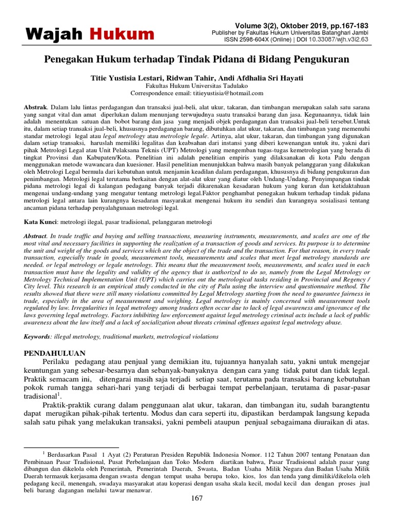 Penegakan Hukum Terhadap Tindak Pidana Di Bidang P | PDF