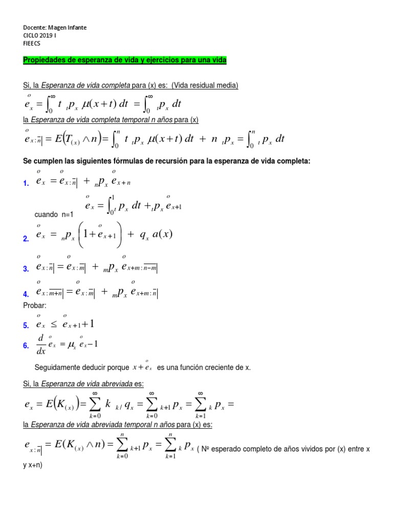 Formulario para Actuarial 2019 I | PDF
