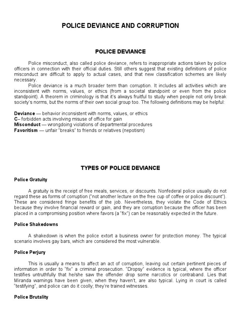 2 C4PECSTA 4 POLICE DEVIANCE AND CORRUPTION | PDF | Corruption | Police