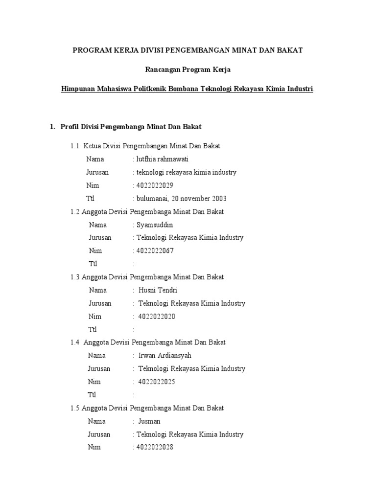 Proker Minat Dan Bakat | PDF