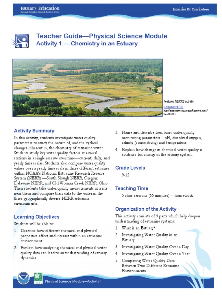 Chemistry in An Estuary Combined Teacher Student | PDF | Estuary | Salinity