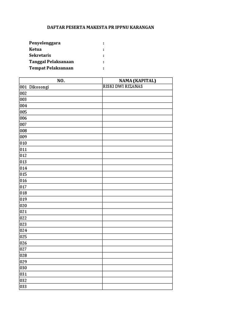Contoh Form Data Sertifikat Makesta | PDF