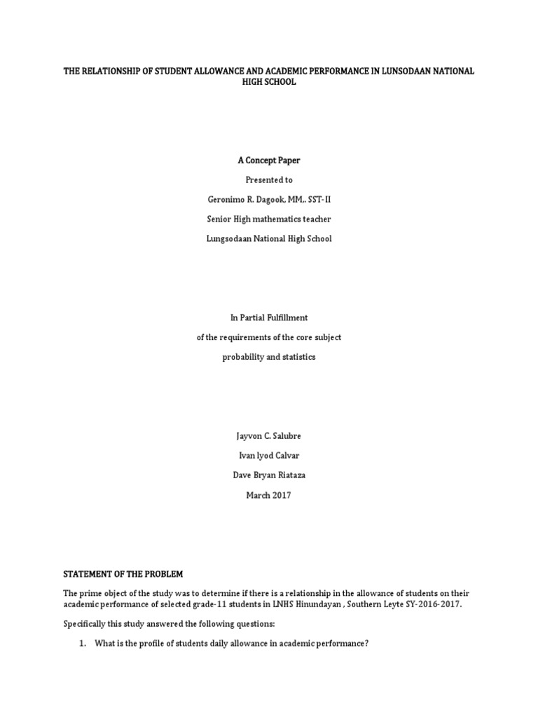 The Relationship of Student Allowance An | PDF | Statistics | Spearman ...
