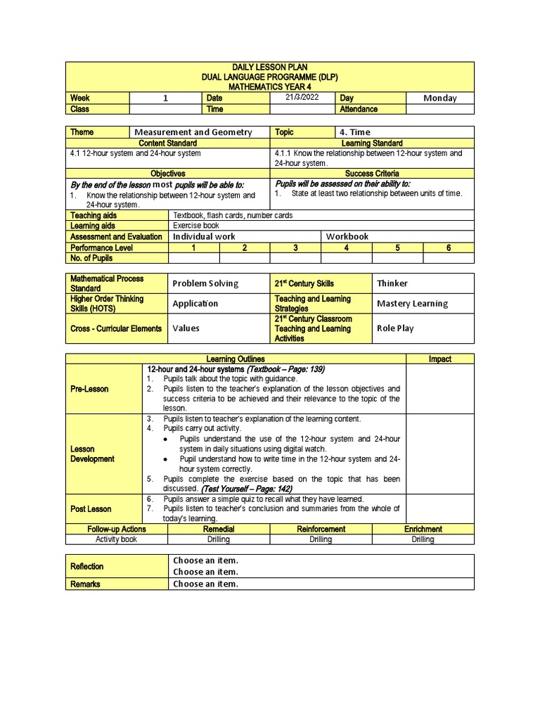 Time | PDF | Teaching Method | Lesson Plan