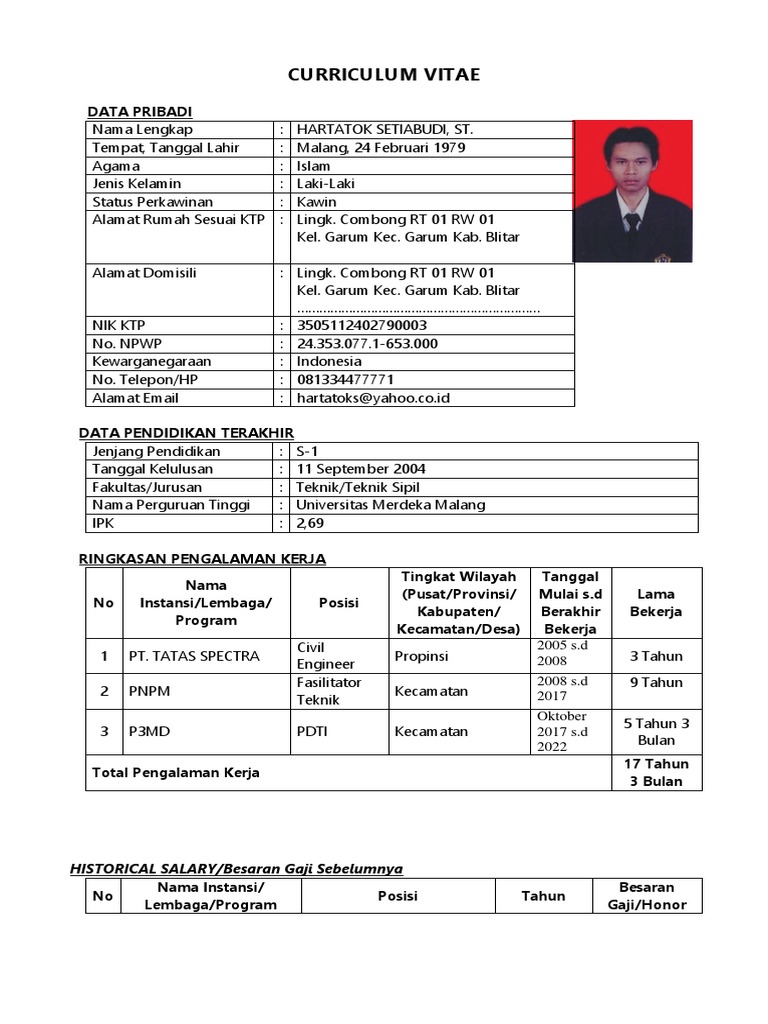 Cv-Hartatok Setiabudi-3505112402790003 | PDF