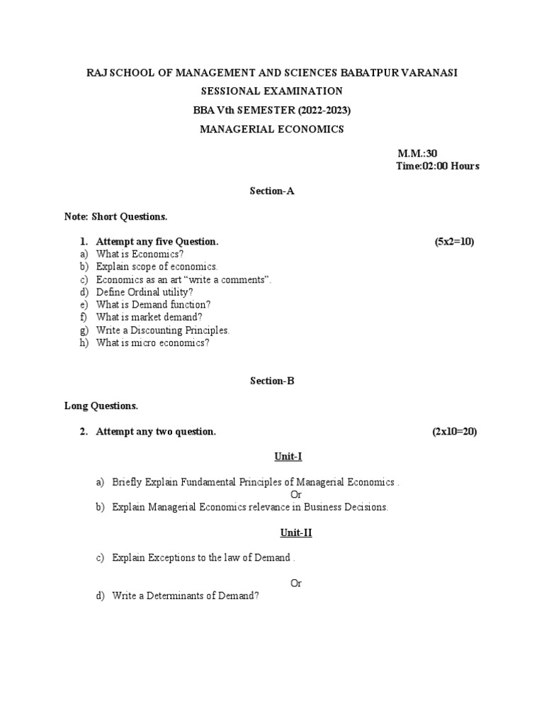 BBA 5th Sem Managerial Economics | PDF