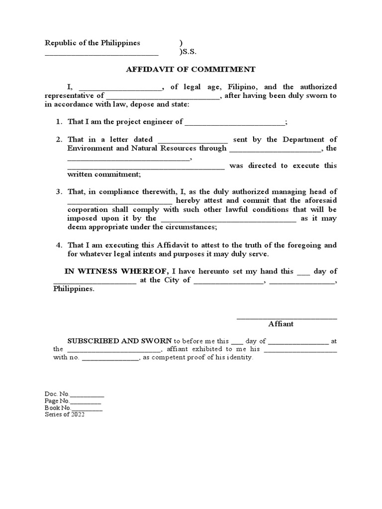 Affidavit of Commitment | PDF