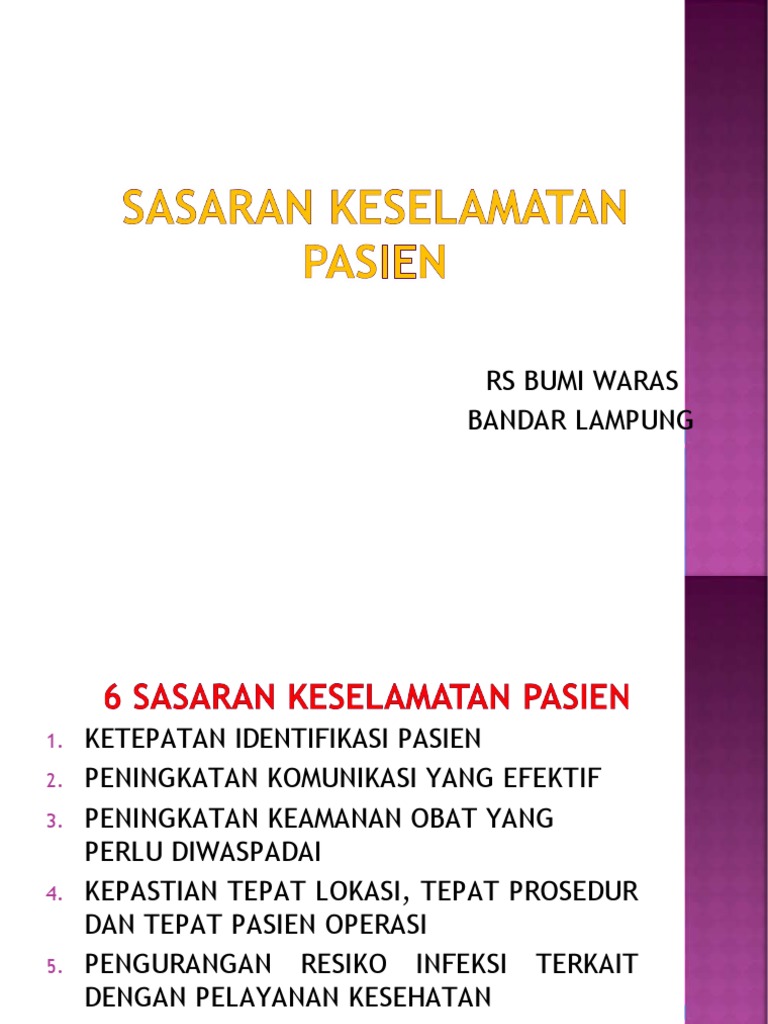 6 SKP Keselamatan Pasien RS Bumi Waras | PDF