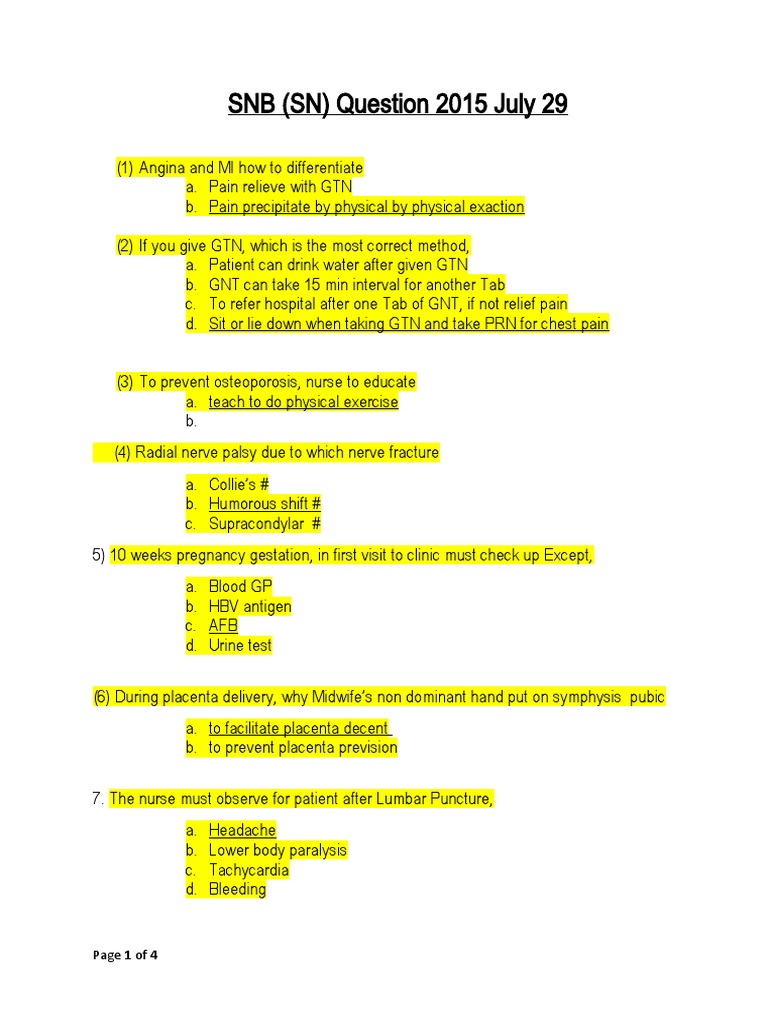 SNB Exam Questions and Answers 2015 | PDF | Diabetes | Clinical Medicine