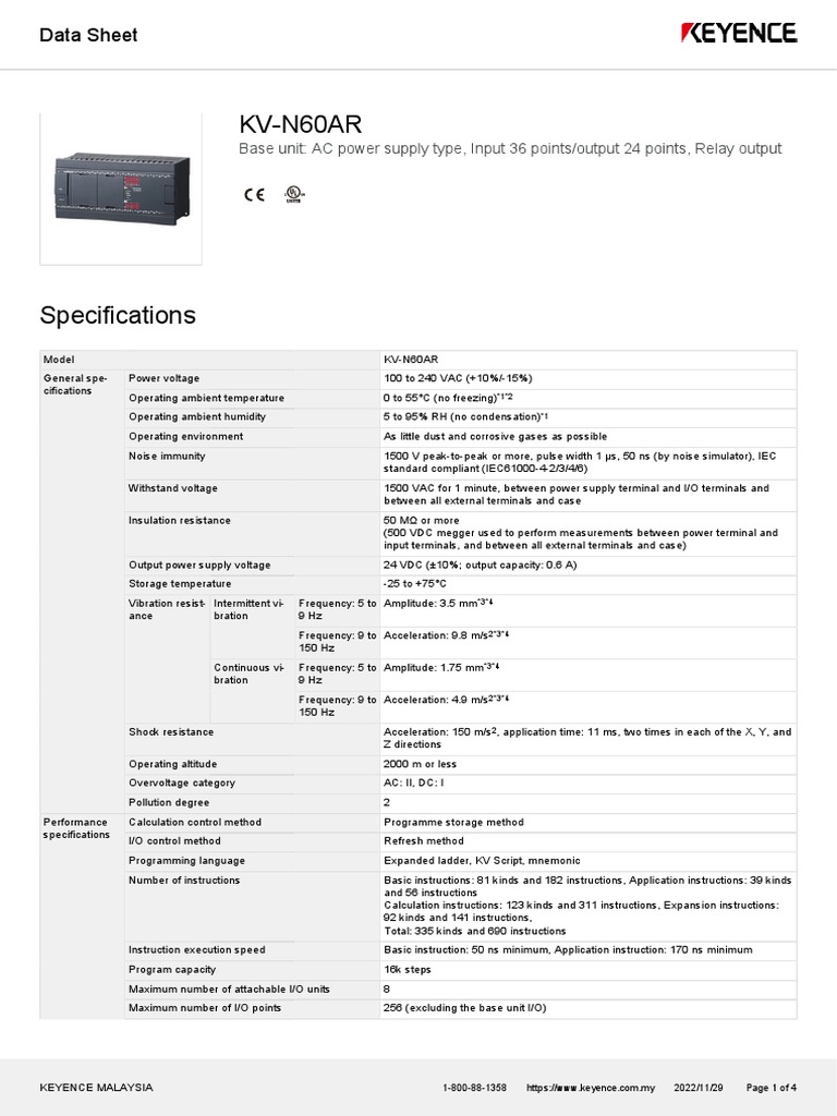 KV-N60AR Datasheet | PDF | Power Supply | Relay