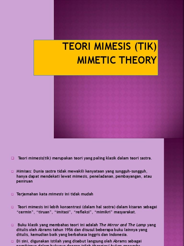 Materi 3 Teori Mimesis-Kls A | PDF Materi 3 Teori Mimesis-Kls A | PDF
