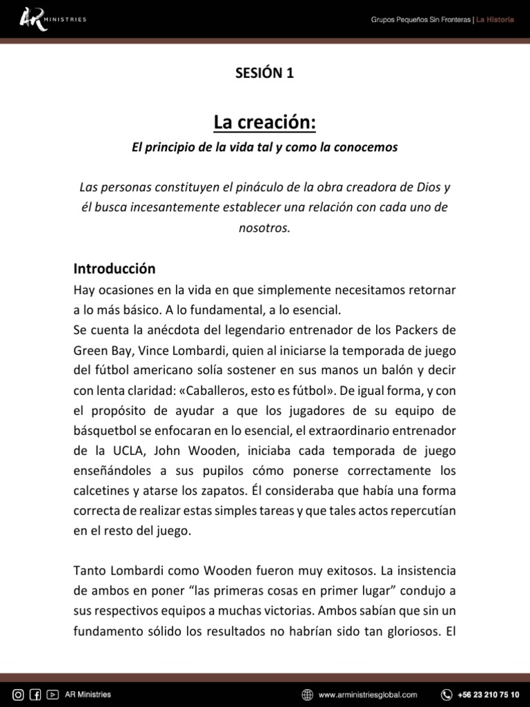 Sesión 1 - La Creación (Guía) | PDF | Dios | Amor