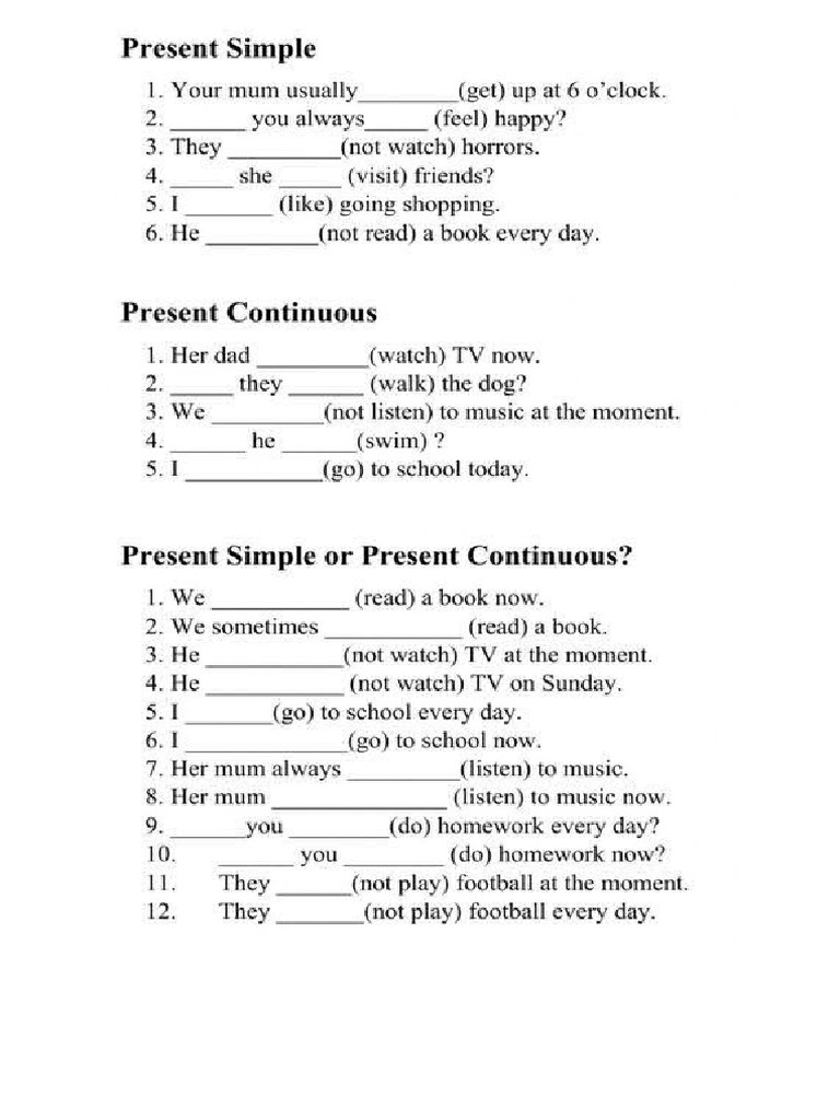 Present Simple and Present Continuous | PDF