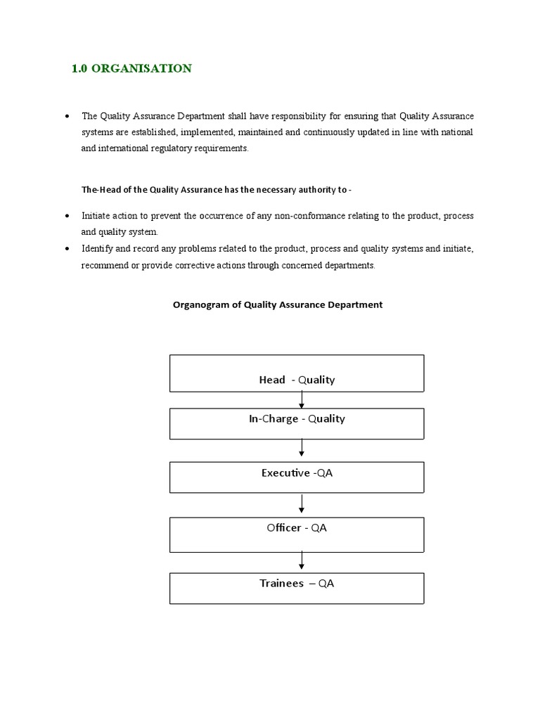 Organogram of QA Department | PDF | Finance & Money Management ...