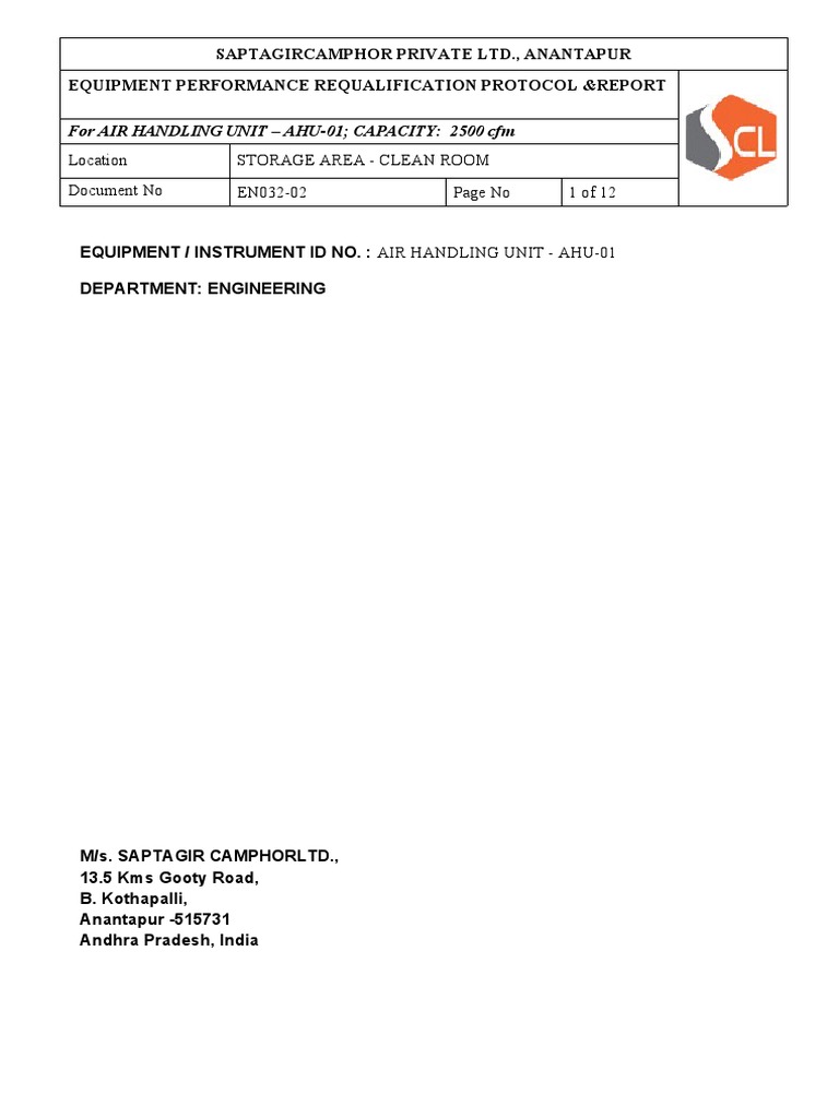 PQ - Ahu-01 | PDF | Calibration | Verification And Validation