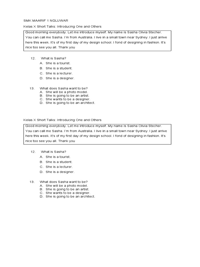 Contoh Soal Dialog Bahasa Inggris | PDF