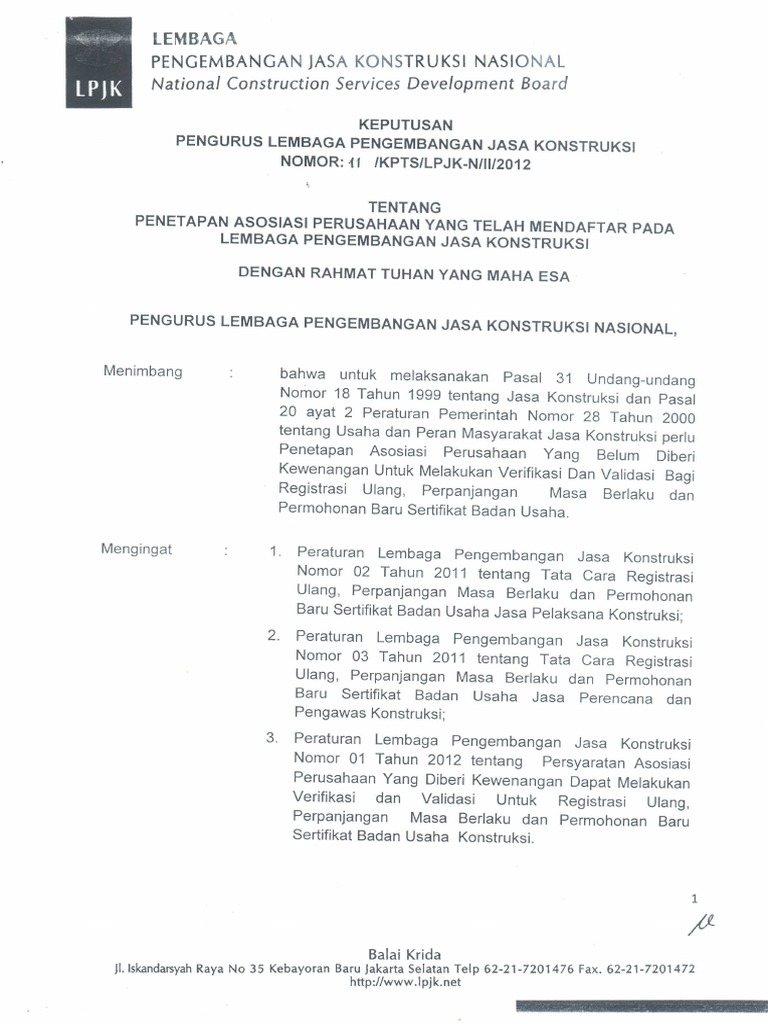 SK Asosiasi Perusahaan Yg Telah Mendaftar | PDF
