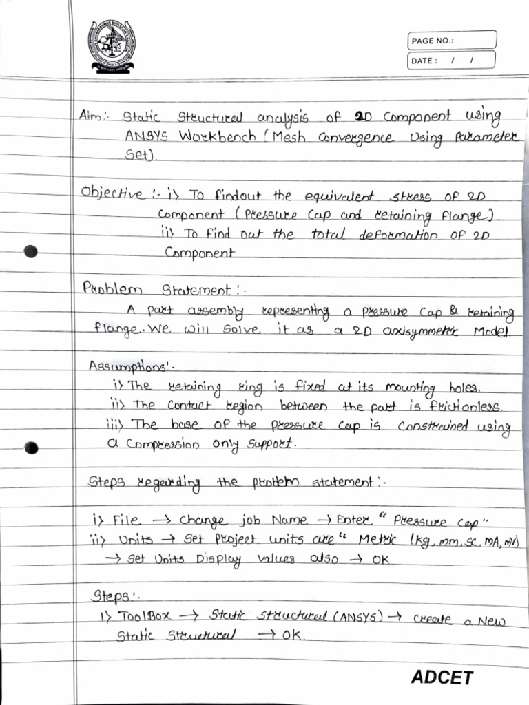 FEA Lab (Mesh Convergence Problem) | PDF | Mechanical Engineering