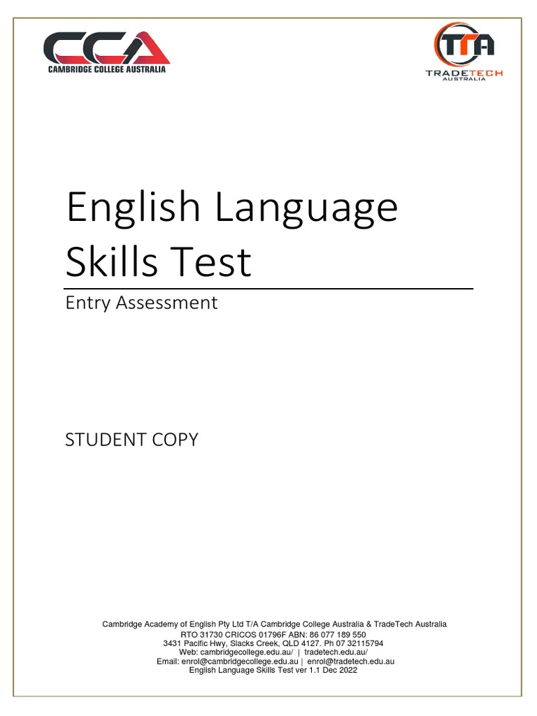 English Language Skills Test Overview | PDF | English Language ...