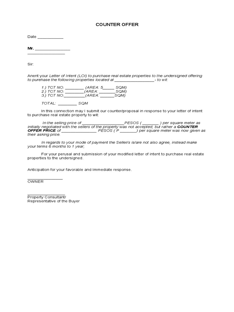 Counter Offer WORD | PDF