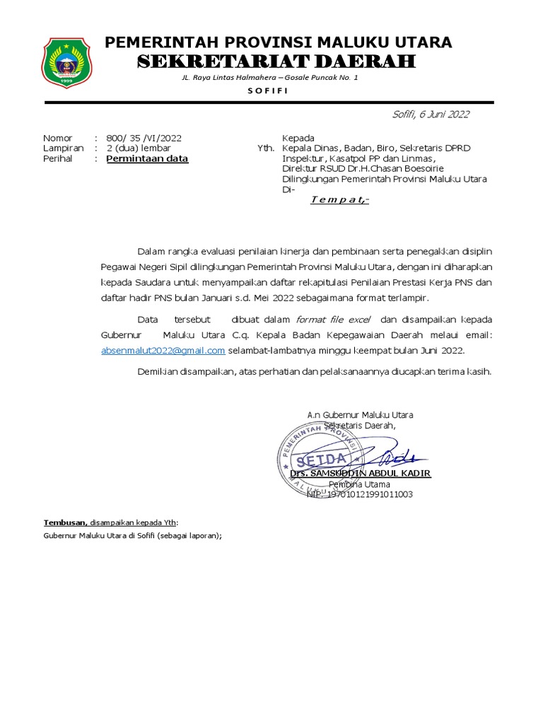 Surat Permintaan Data | PDF