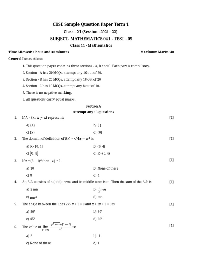 Sample Paper 11 - No. 2 | PDF | Line (Geometry) | Multiple Choice