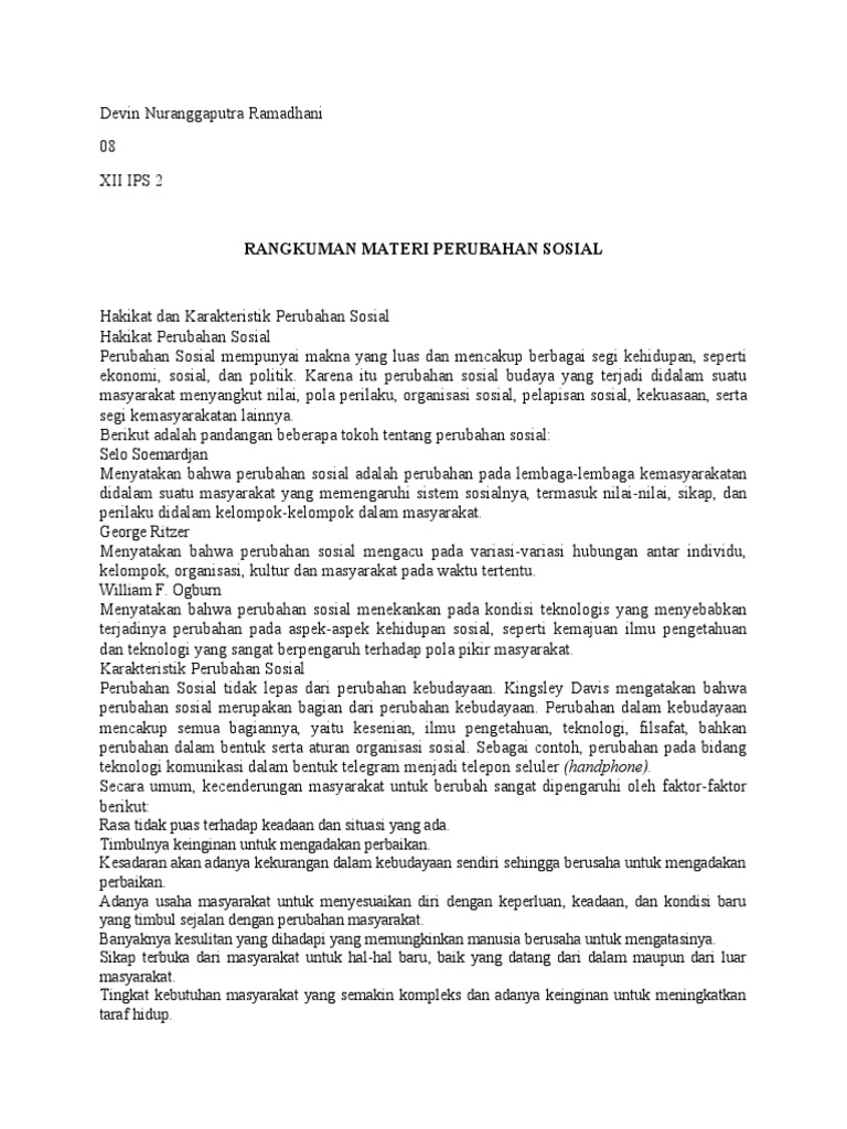 Tugas Rangkuman Sosiologi | PDF
