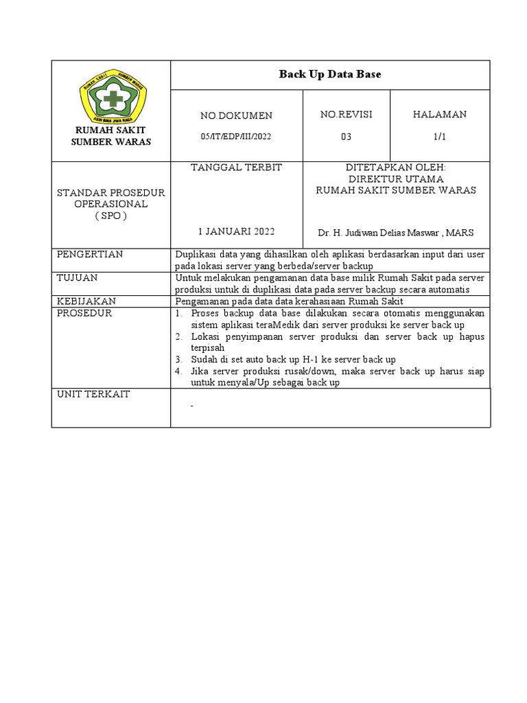 05 SPO BACKUP DATABASE Contoh | PDF
