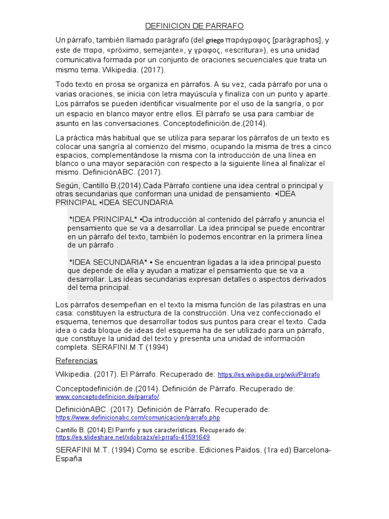 Definicion de Parrafo | PDF | Párrafo | Escritura
