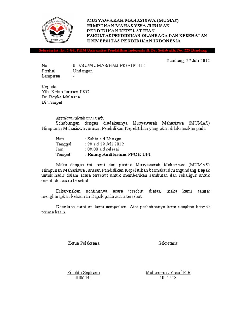 Surat Undangan Kegiatan | PDF