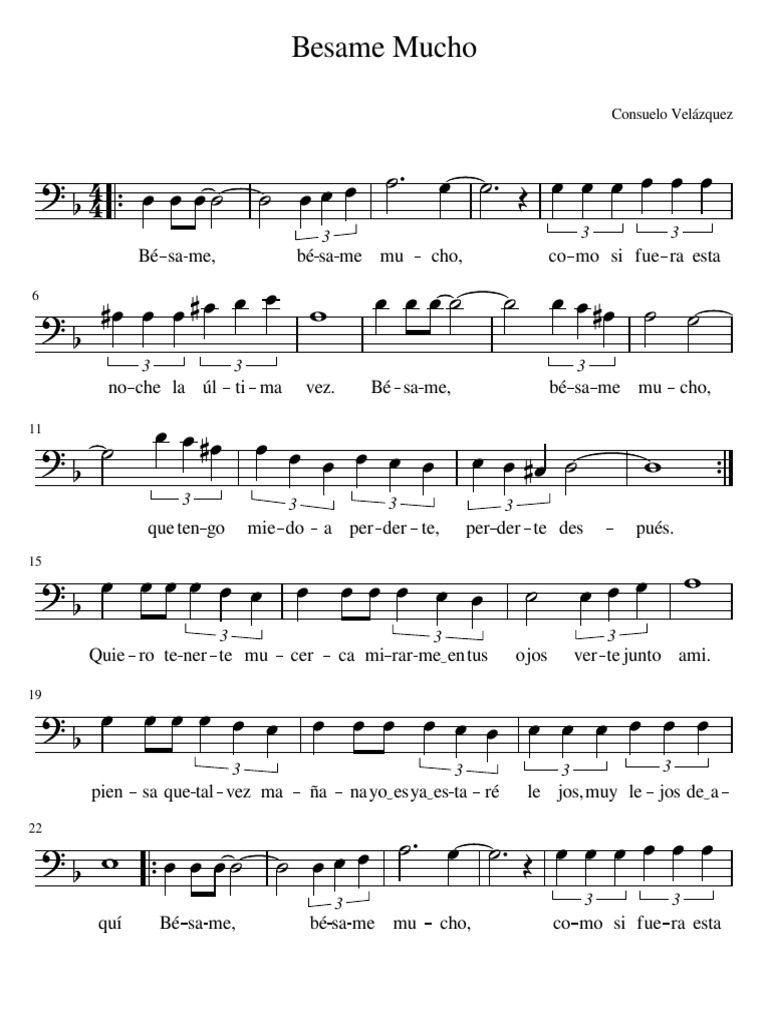 Partitura "Bésame Mucho" Consuelo Velázquez | PDF