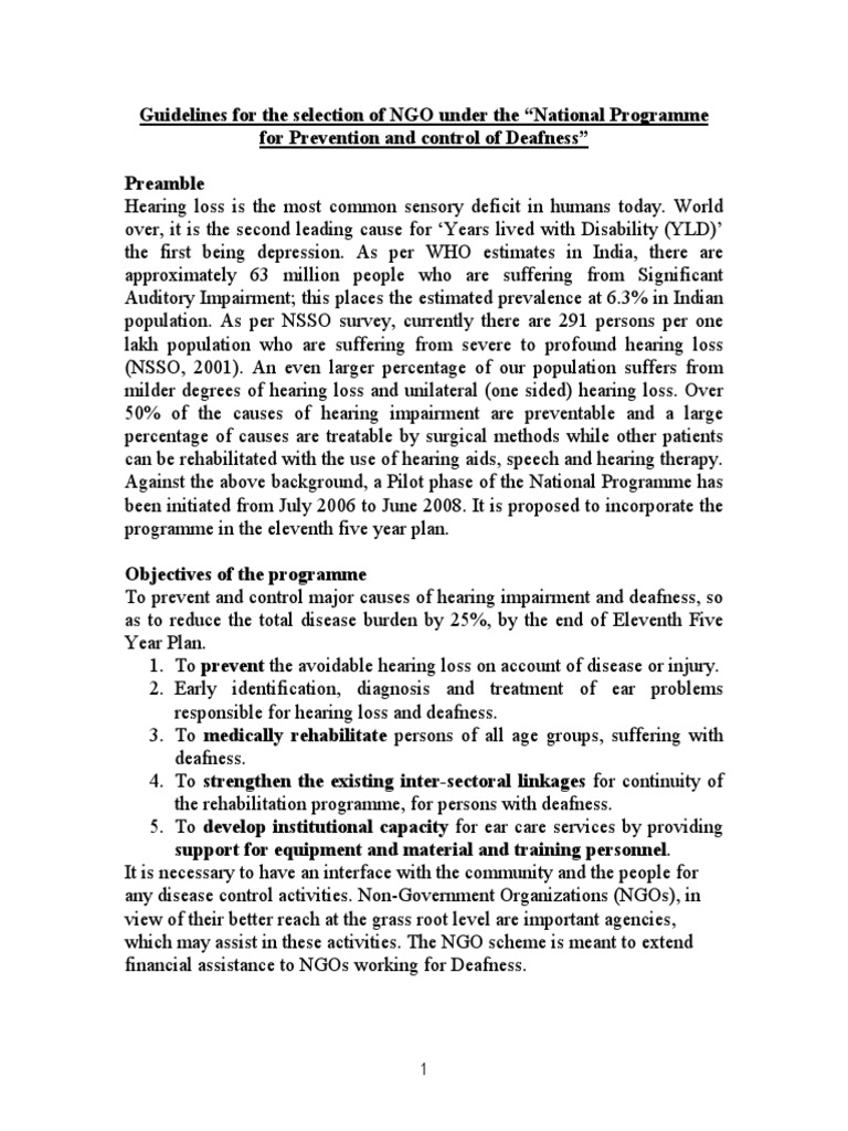 NPPCD Guidelines | PDF | Hearing Loss | Non Governmental Organization