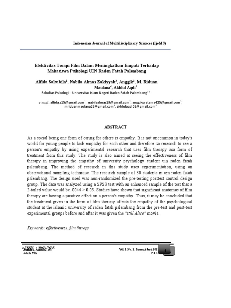 Indonesian Journal Empathy Study Effectiveness | PDF | Empathy | Psychotherapy
