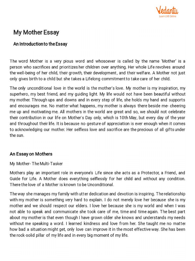 My Mother Essay | PDF
