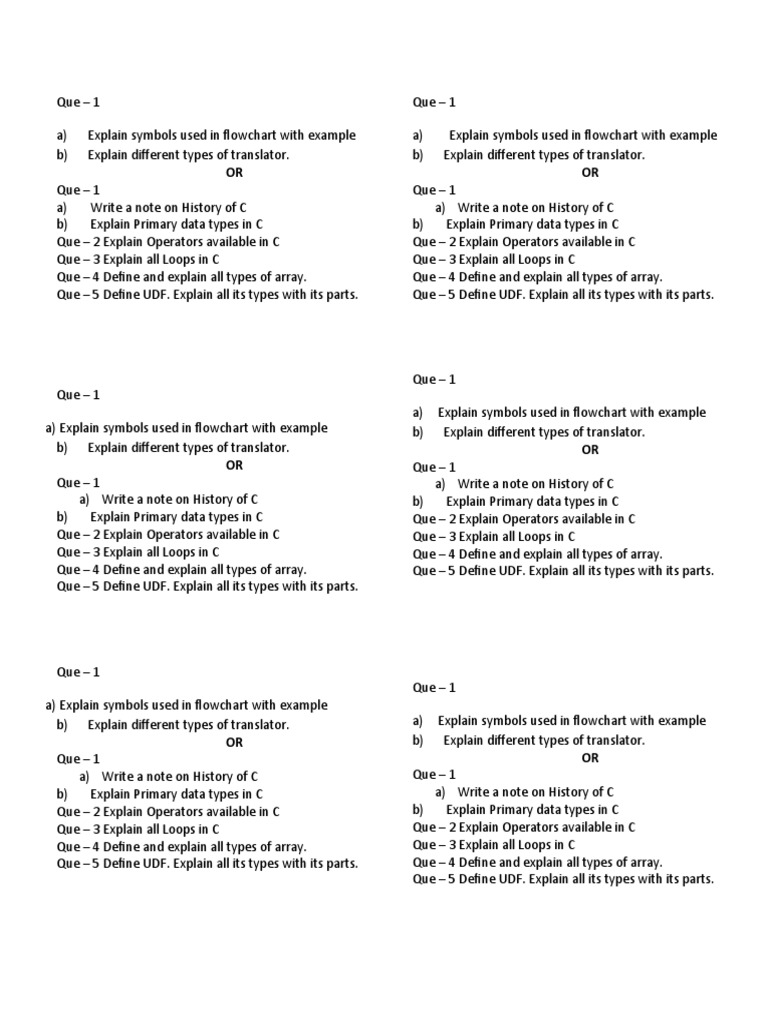 All Unit Test C Language | PDF | Array Data Type | Data Type