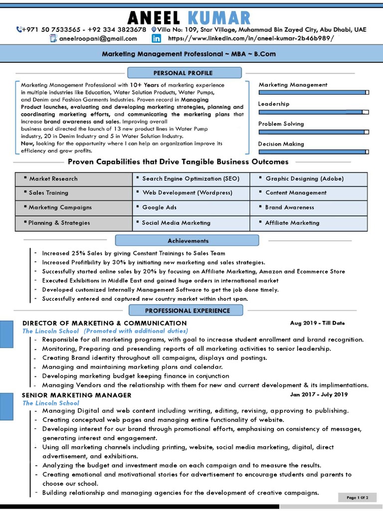 ANEEL KUMAR - RESUME Compressed | PDF
