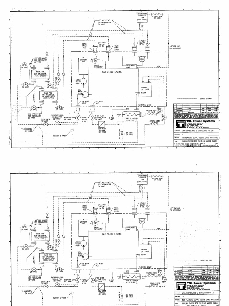 Cooling System For Cat.3516b Marine Engine | PDF