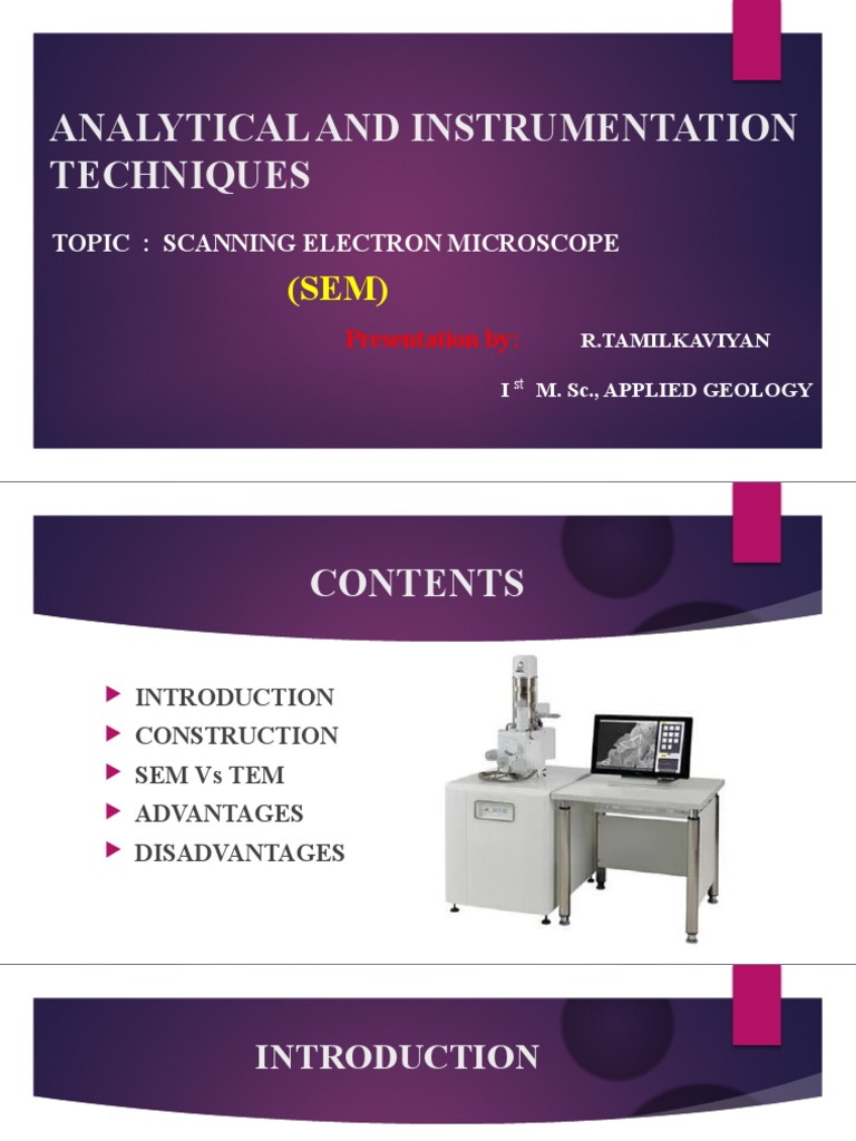 Analytical and Instrumentation Techniques: Topic: Scanning Electron ...