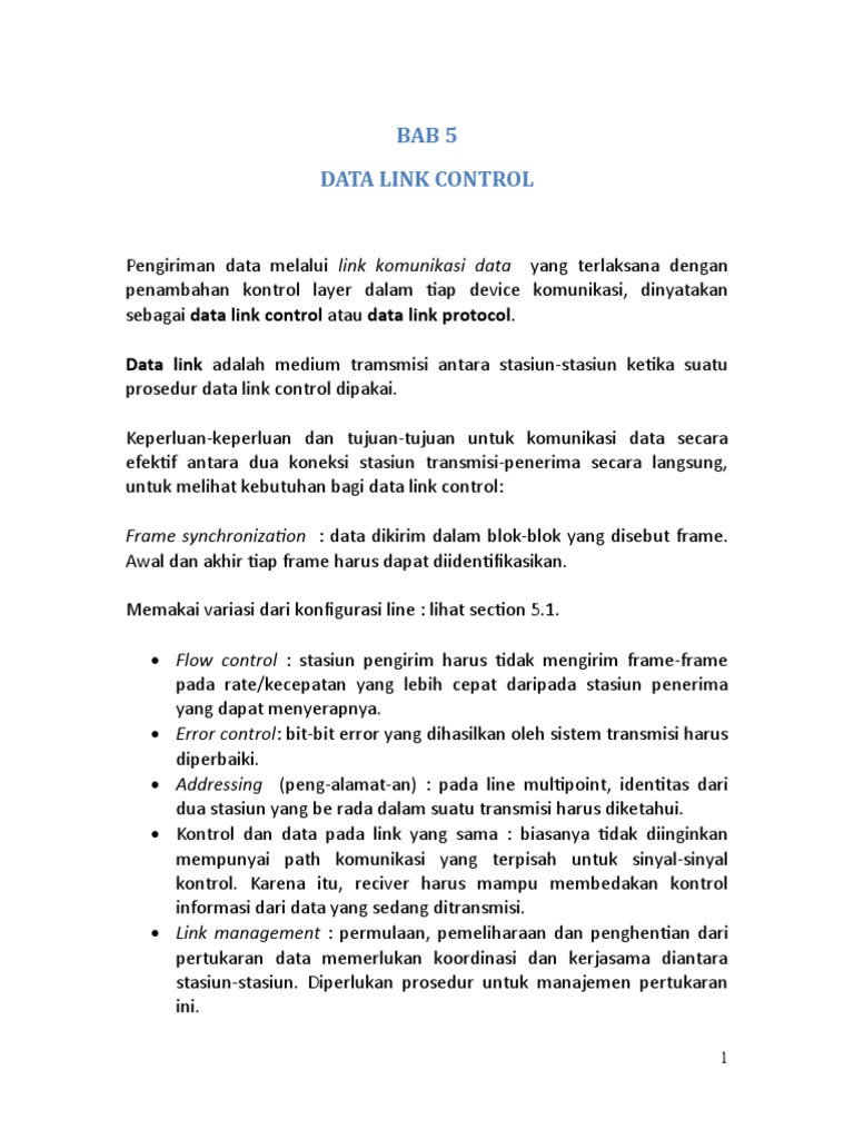 Bab 5 - Data Link Control | PDF | Komputer