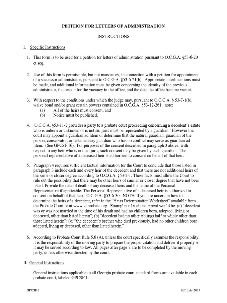 Form 3 Petition For Permanent Letters of Administration | PDF | Probate | Legal Guardian