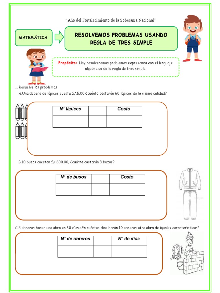 Act-Jueves-Mat-Resolvemos Problemas Usando Regla de Tres Simple | PDF