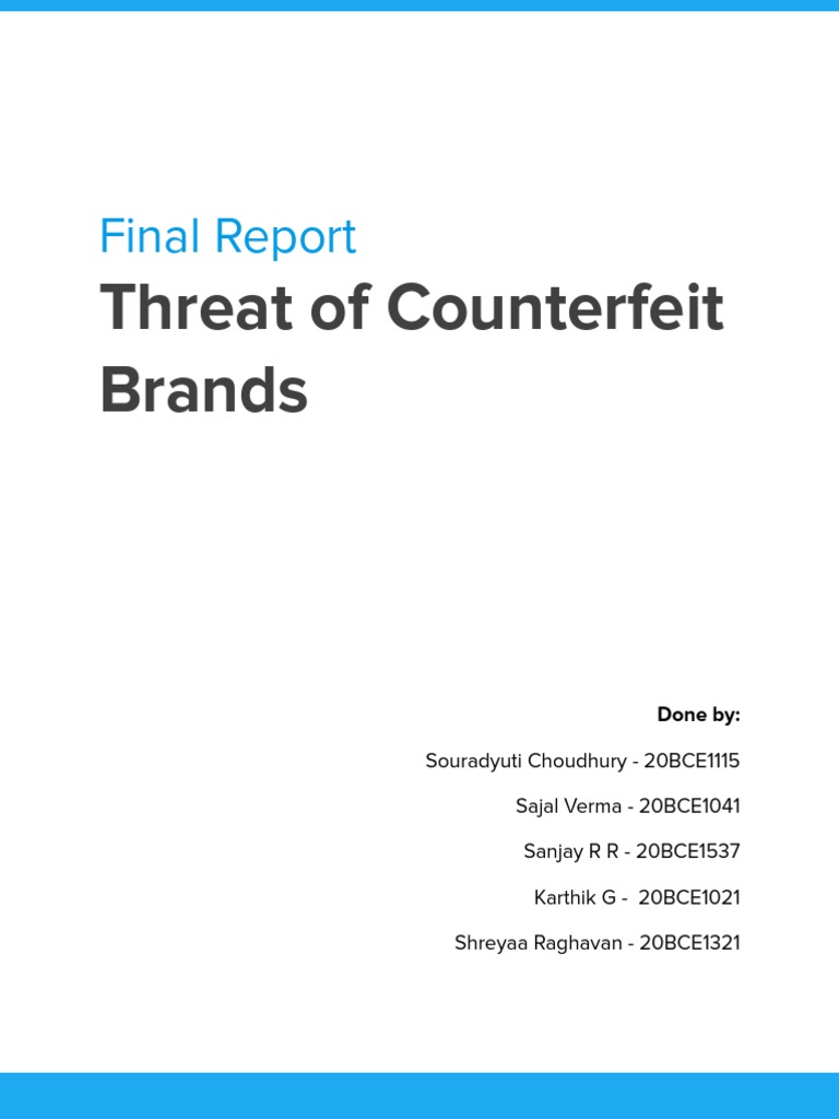 Threat of Counterfeit Brands Project | PDF | Counterfeit | Copyright ...
