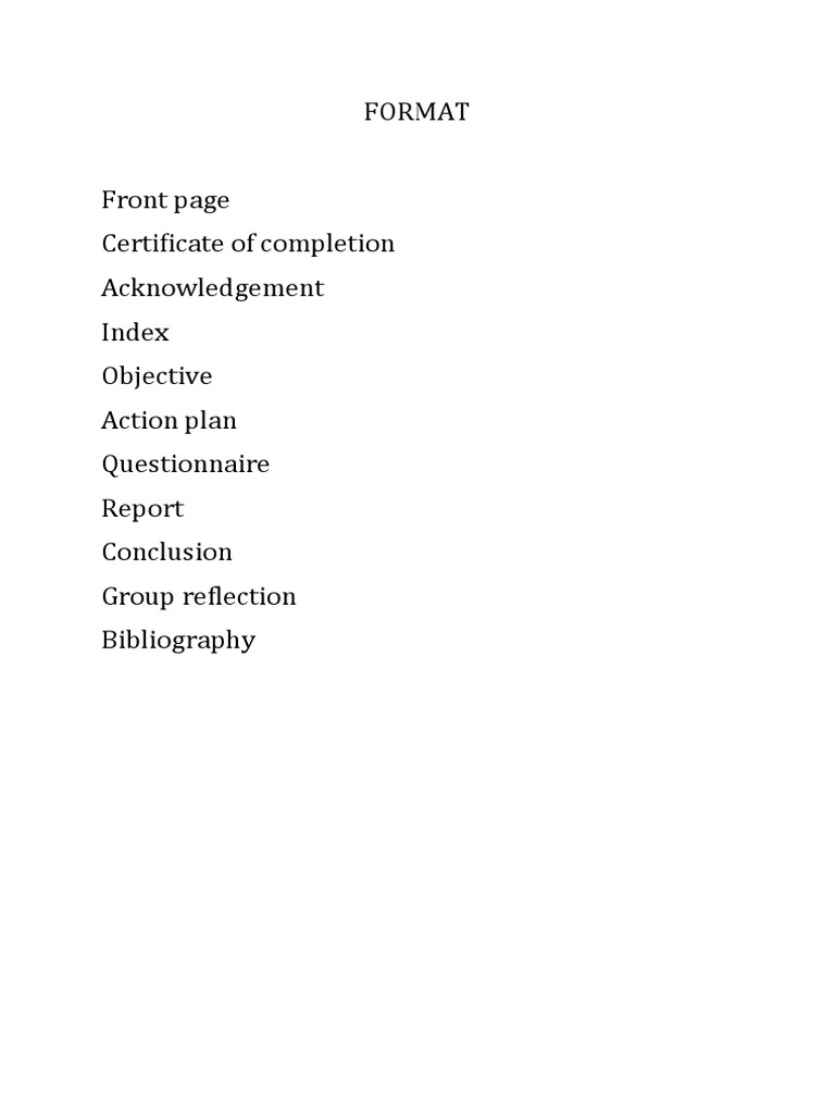 FORMAT For Class 12 English Project | PDF | Career & Growth